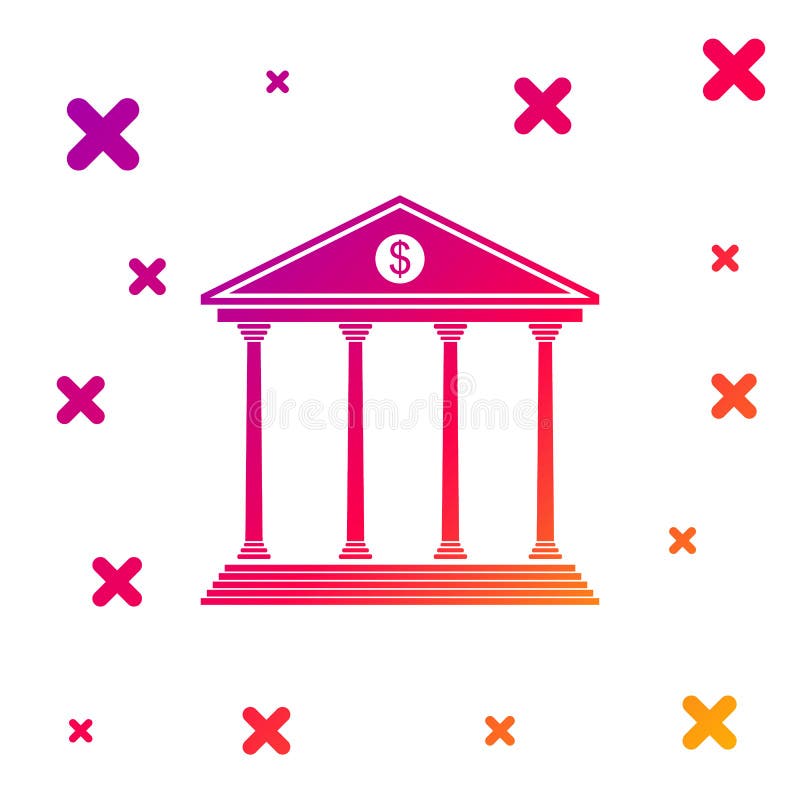 Color Bank Building Icon Isolated on White Background. Gradient Random ...