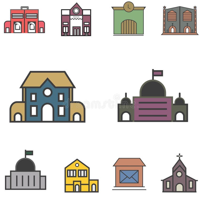 Color Bank Building Icon Isolated on White Vector Image Stock Vector ...
