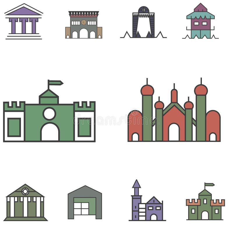 Color Bank Building Icon Isolated on White Vector Image Stock Vector ...