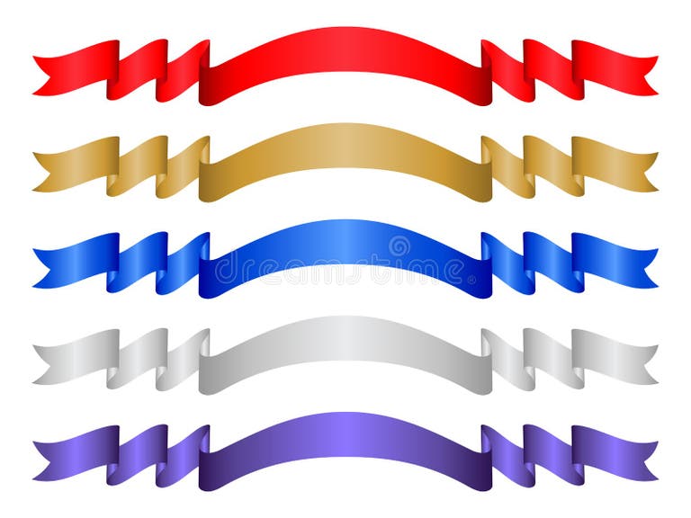 Purple Gold Ribbon Banner Collection Stock Illustrations – 687 Purple ...