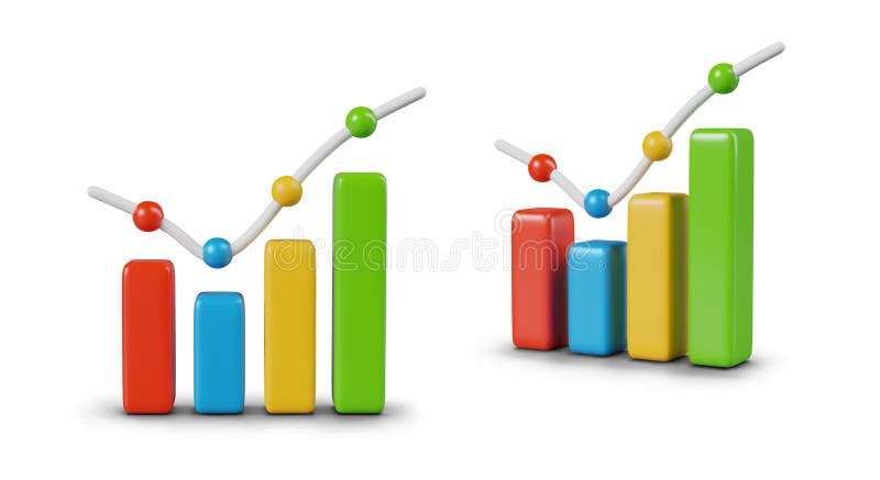 Color Bar Chart in Realistic Style. Vector Illustration for Concepts of ...