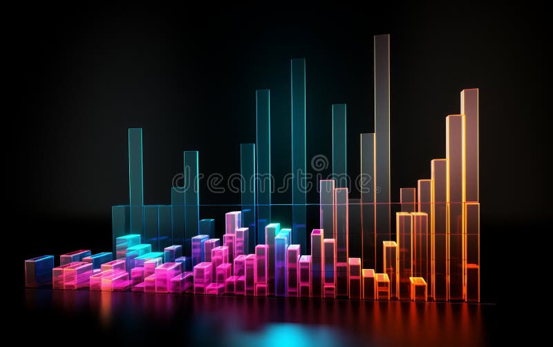 Color Bar Graph on Black Background. 3D Rendering and Illustration ...