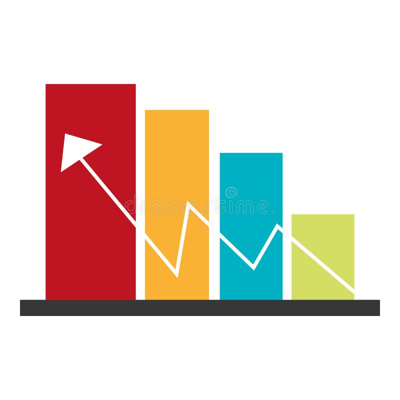 Color Bar Graphic with Economic Indicator Line Arrow Stock Vector ...