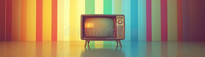 Color Bars on a Retro 1980s TV Monitor Displaying Technical ...