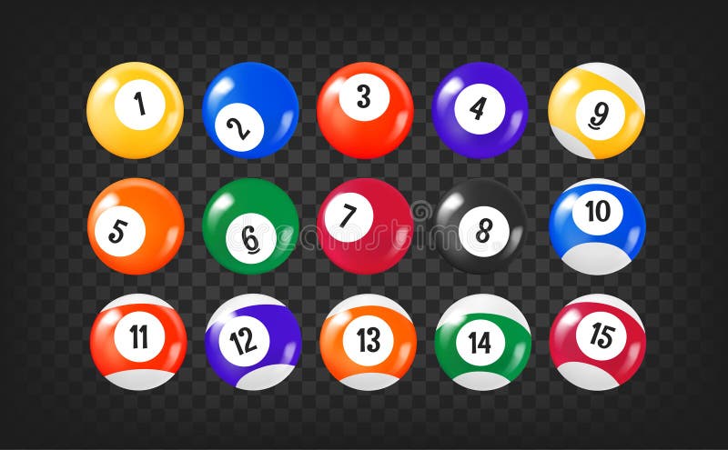 Color Billiard Balls Set. 3d Vector Clipart Isolated on Transparent ...