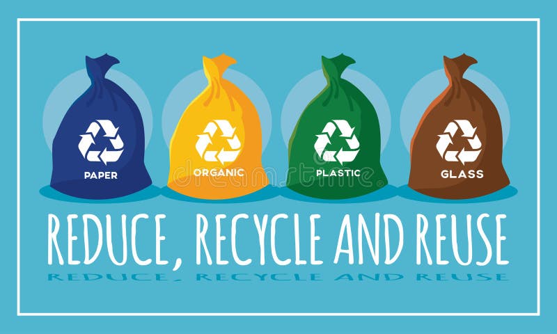 Color Bins for Recycling. Vector Stock Vector - Illustration of paper ...