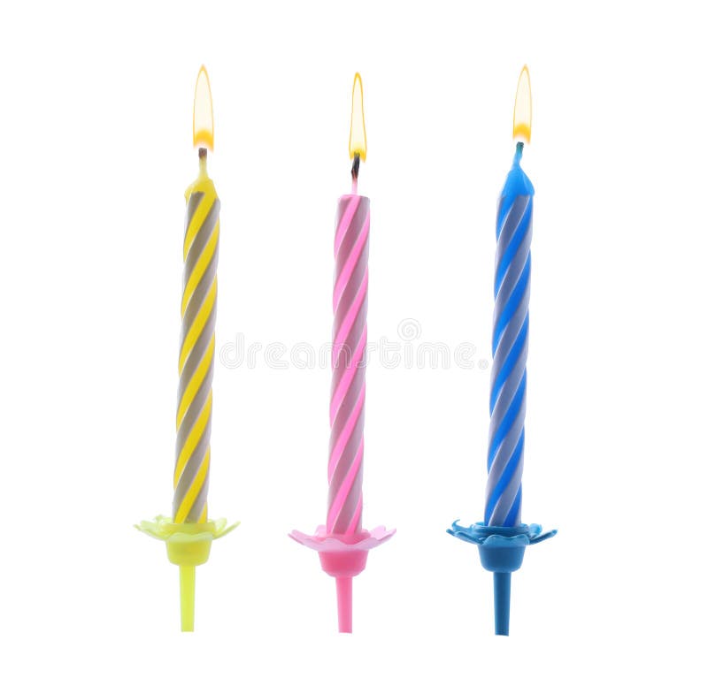 Color Birthday Cake Candles on White Stock Photo - Image of enjoyment ...