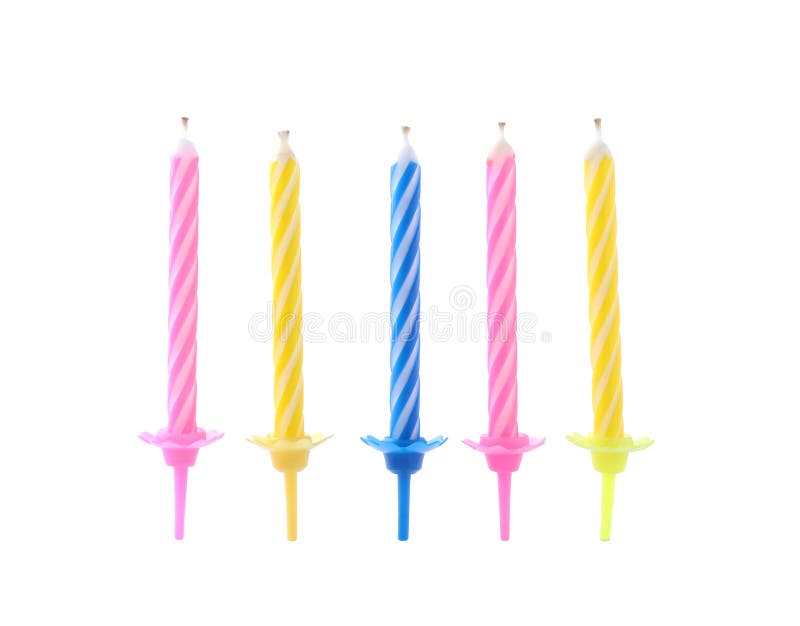 Color Birthday Cake Candles on White Stock Image - Image of colorful ...