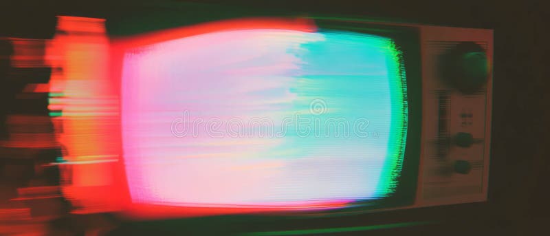 Distorted Colors of Analog TV Screen with Poor Signal Quality on Black ...