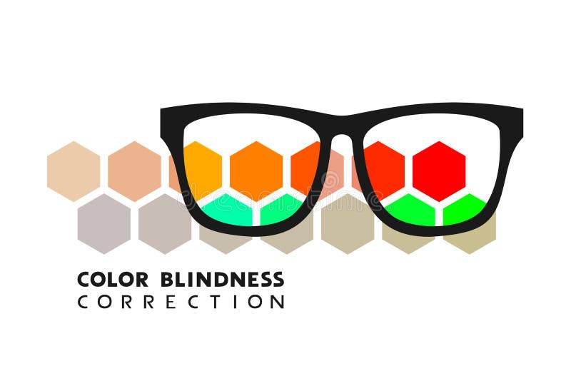 Color Blindness Correction Message Glasses Stock Vector - Illustration ...