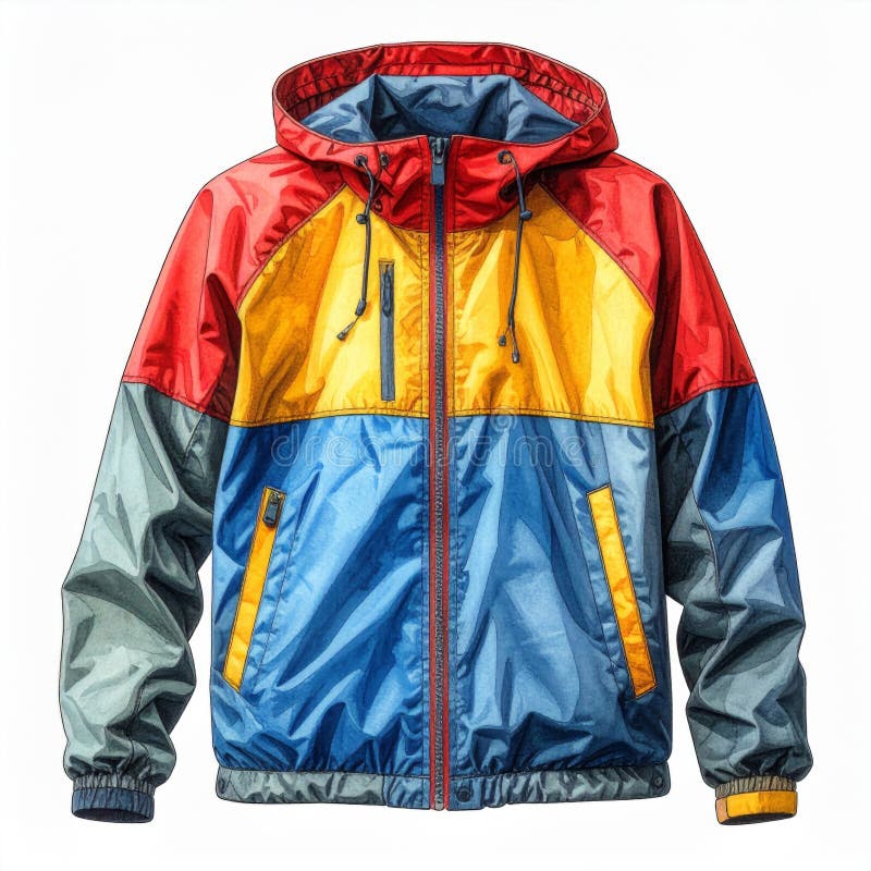Color Block Hooded Jacket on White Background Stock Illustration ...