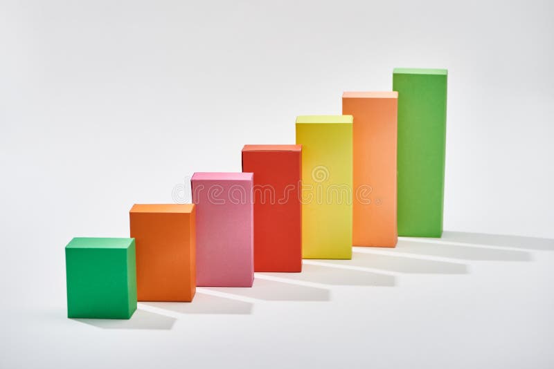 Color Blocks of Increase Chart on White Background. Stock Image - Image ...