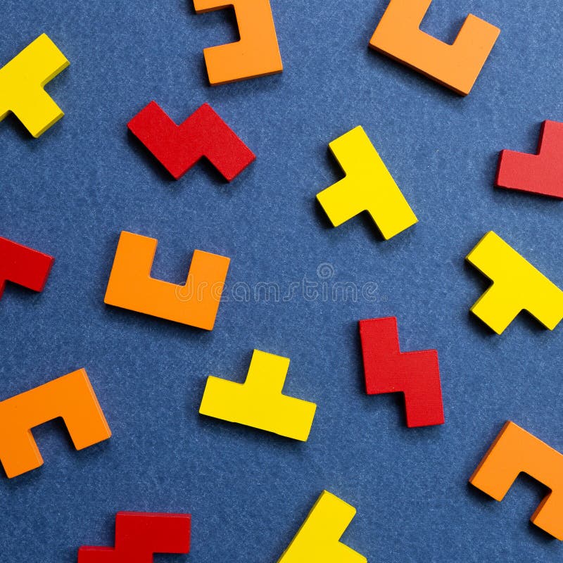 Color Blocks on Blue Background. Creative Thinking, Idea, Problem ...