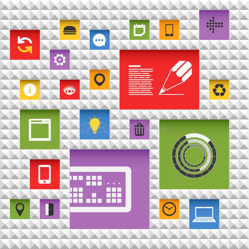 Color blocks with icons stock vector. Illustration of mobile - 33645136