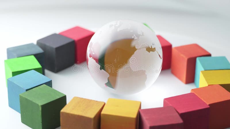 Glass Globe and Building Blocks Image Stock Footage - Video of revolve ...