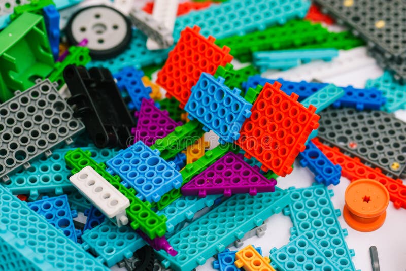 Color Blocks on the Table. Developing Children`s Toys Stock Photo ...