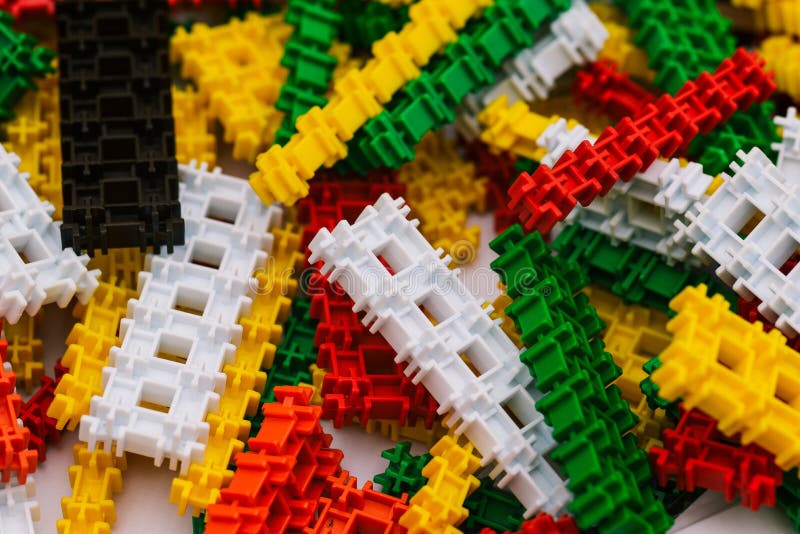 Color Blocks on the Table. Developing Children`s Toys Stock Image ...