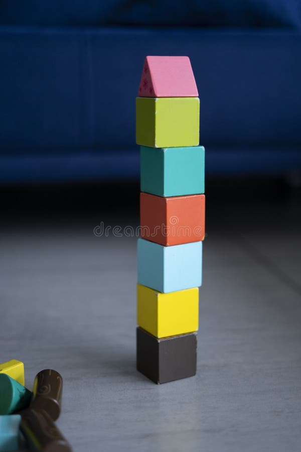 Color blocks tower stock image. Image of green, learning - 182293047