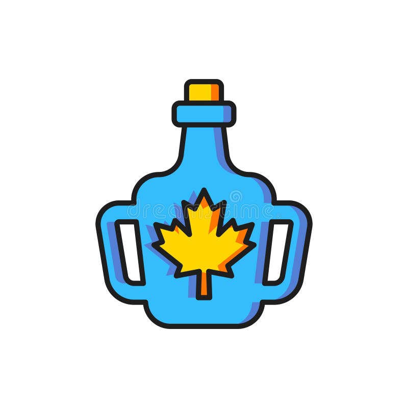 Color Bottle of Maple Syrup Icon Isolated on White Background. Flat Filled Outline Style with ...