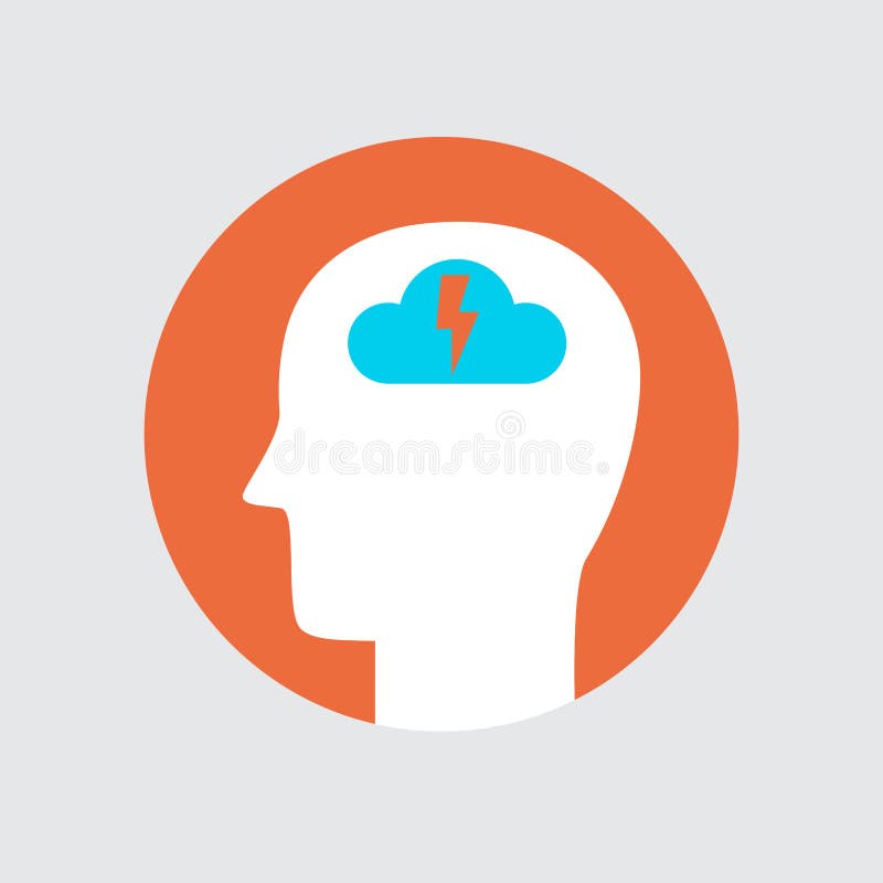 Color Brainstorming Head Icon Flat Style Stock Vector - Illustration of ...