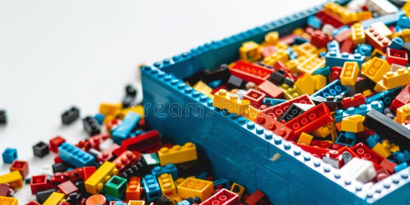 The Color Bricks Lego in the Blue Box on a White Background. Generative ...