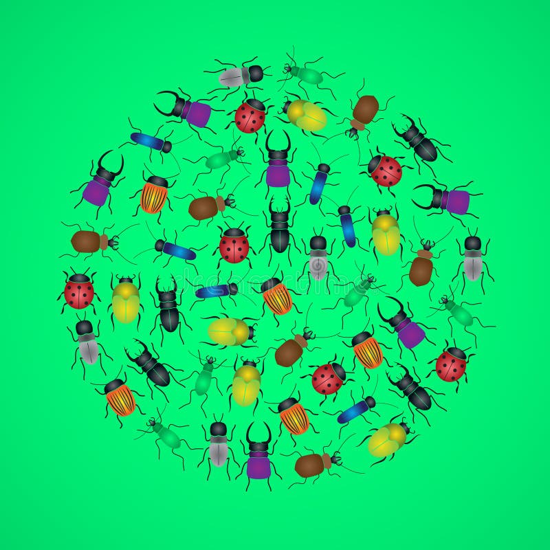 Color Bugs and Beetles Icons in Circle Eps10 Stock Vector ...