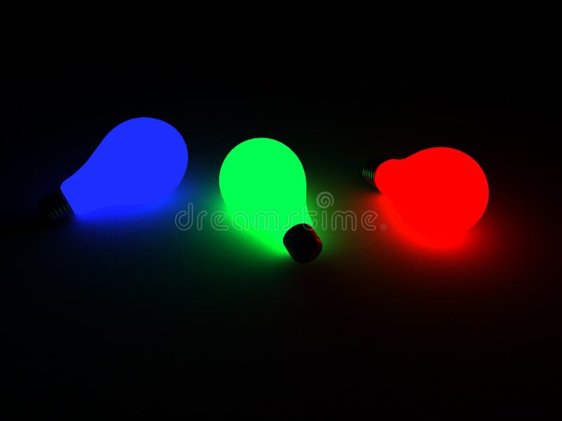 Color bulbs with neon glow stock illustration. Illustration of lighting ...