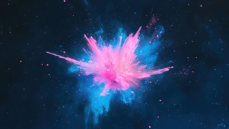 Color Burst: Abstract Multicolored Paint Explosion on Dark Blue ...