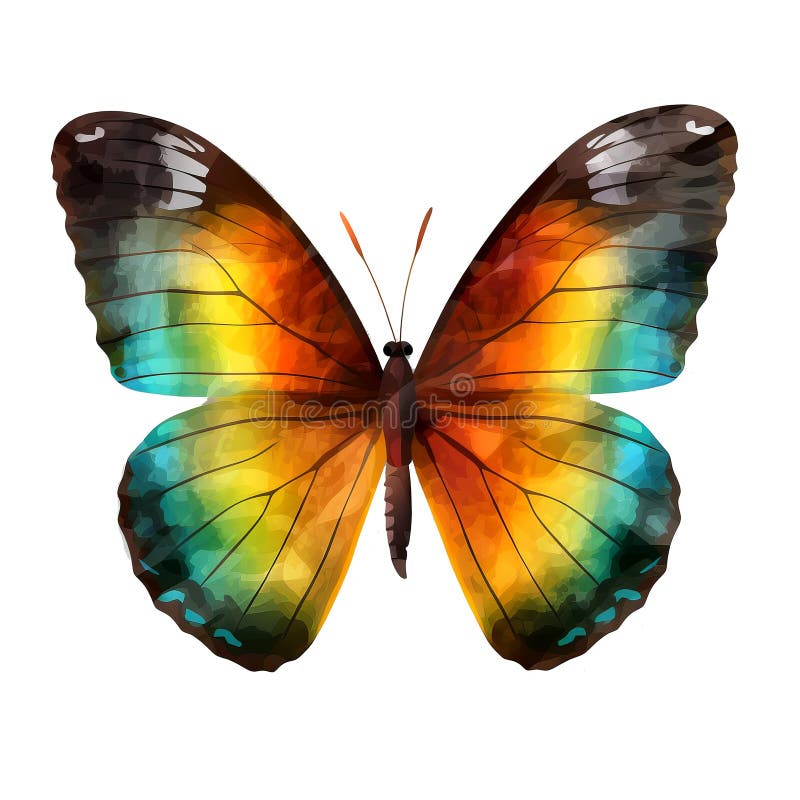 Color Butterfly , Isolated on White Stock Illustration - Illustration ...