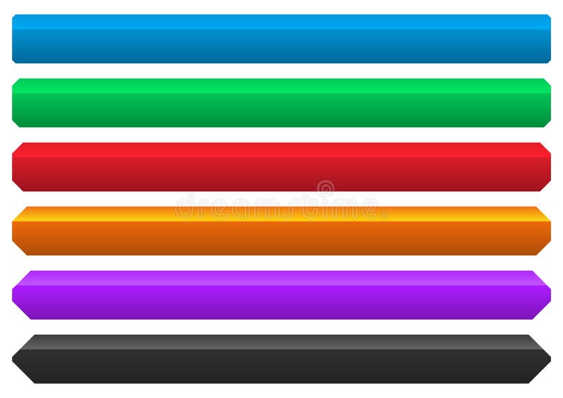 6 Color Button, Banner Element with Different Level of Corner Effect ...