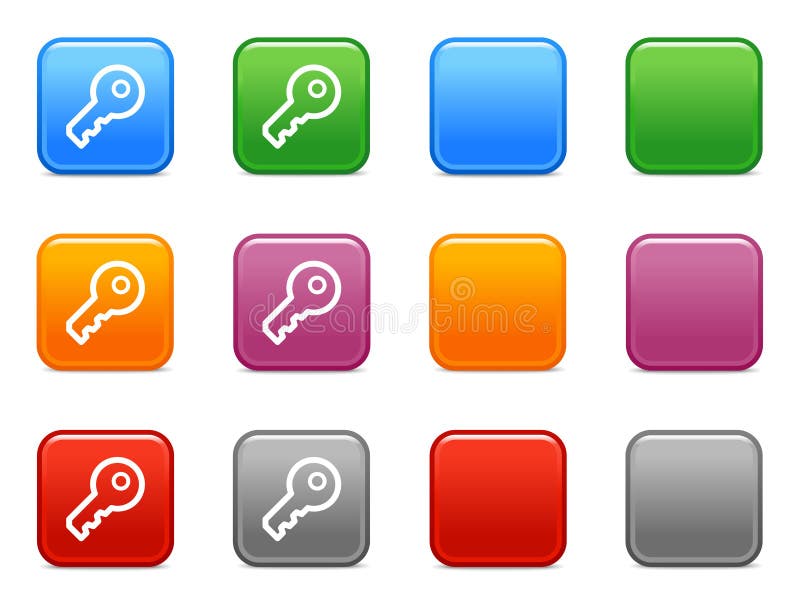 Color Buttons with Key Icon Stock Vector - Illustration of internet ...