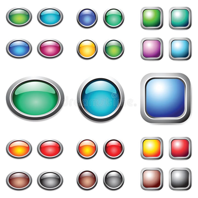 Color buttons set. stock vector. Illustration of network - 9481208