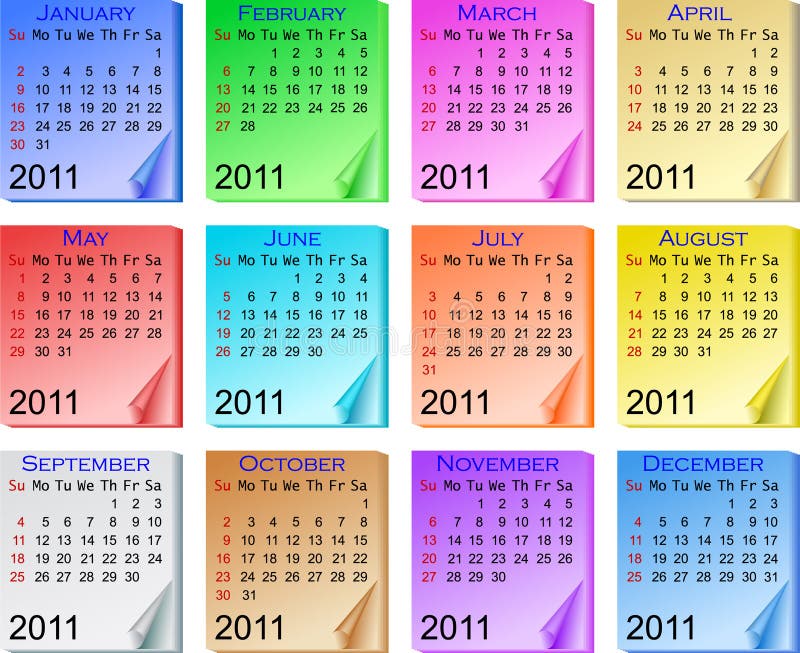 Color calendar 2011 stock vector. Illustration of square - 17095902