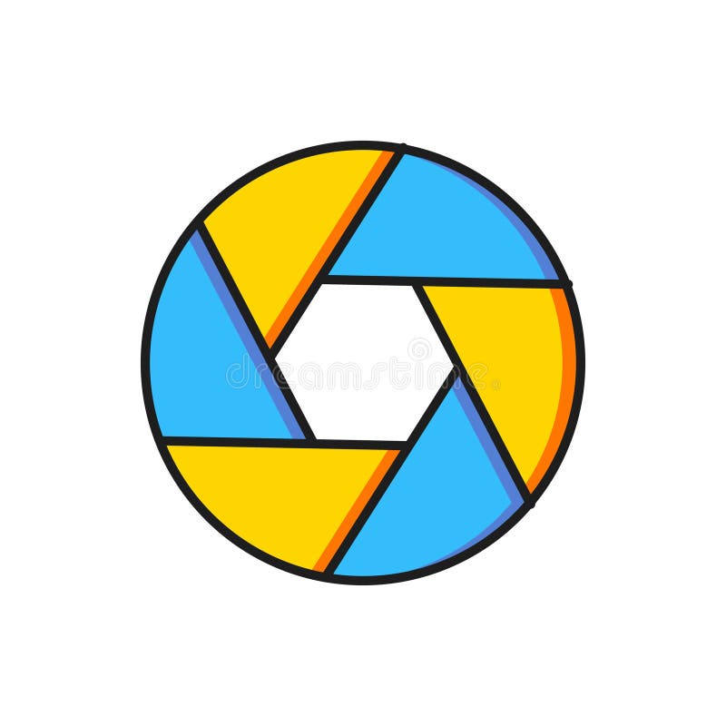 Color Camera Shutter Icon Isolated on White Background. Flat Filled ...