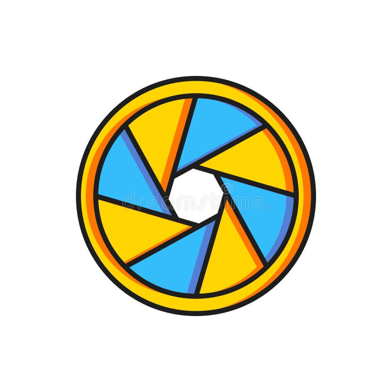 Color Camera Shutter Icon Isolated on White Background. Flat Filled ...