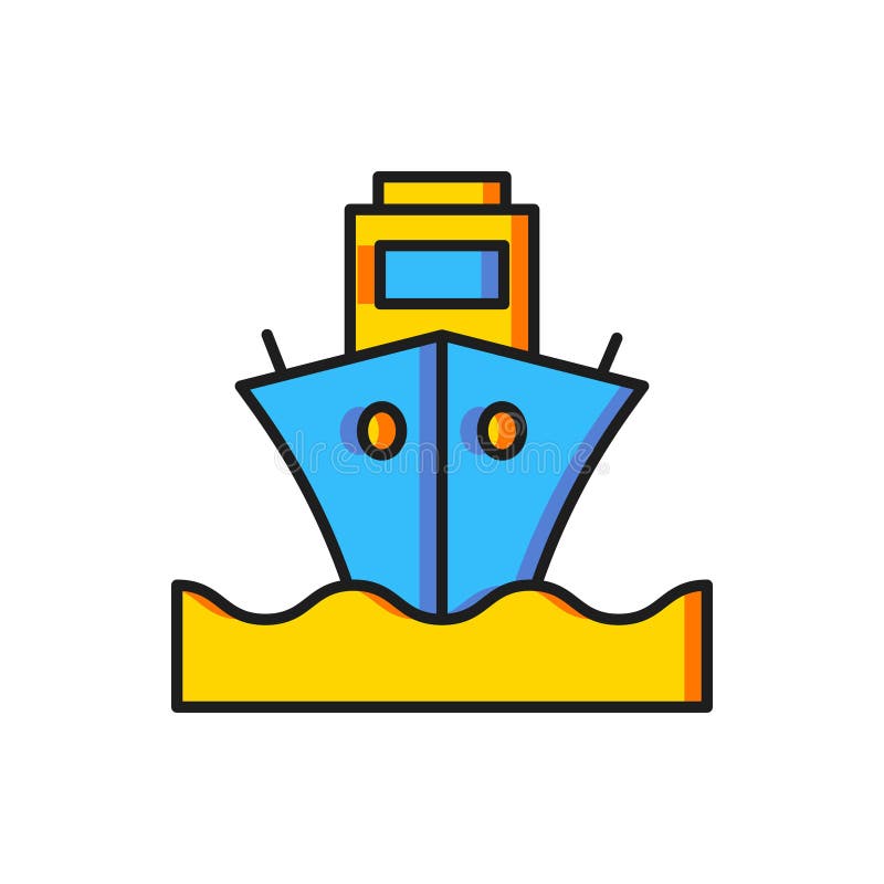 Color Cargo Ship Icon Isolated on White Background. Flat Filled Outline ...