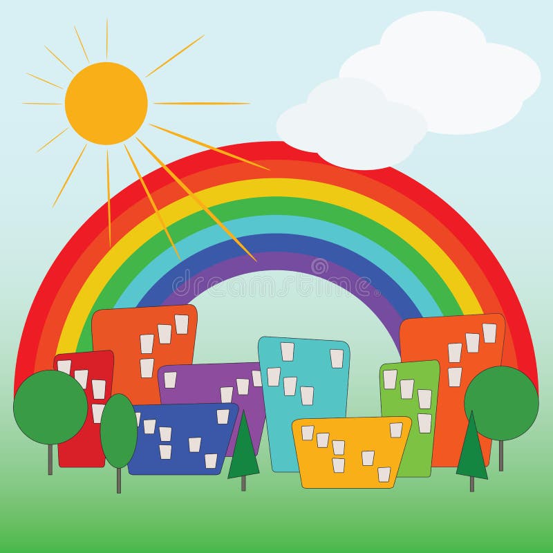 Color cartoon city stock vector. Illustration of silhouette - 23849909