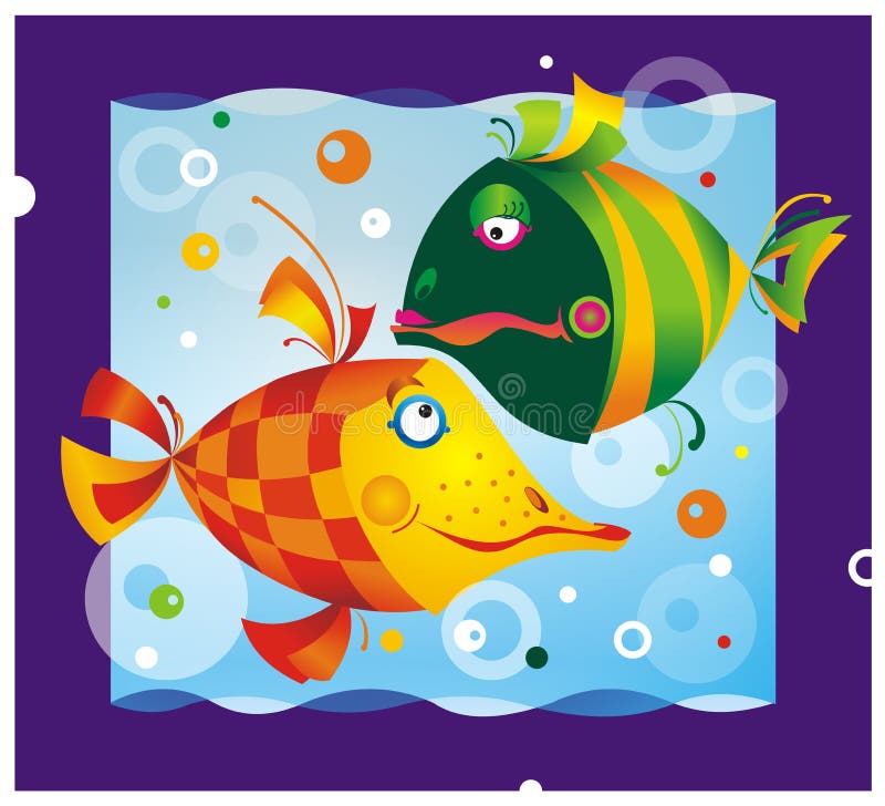 Color cartoon fish stock illustration. Illustration of aquarium - 4183217