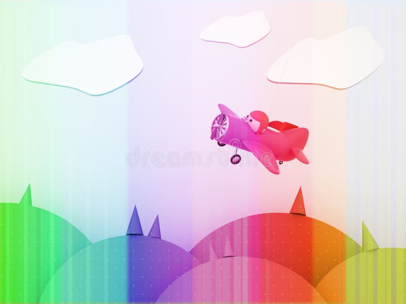 Color cartoon plane stock illustration. Illustration of girl - 24100318