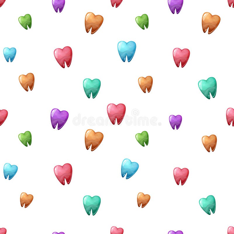 Color Cartoon Tooth Seamless Pattern Stock Vector - Illustration of ...