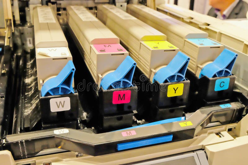 Color Cartridges in the Printer Stock Photo - Image of business ...