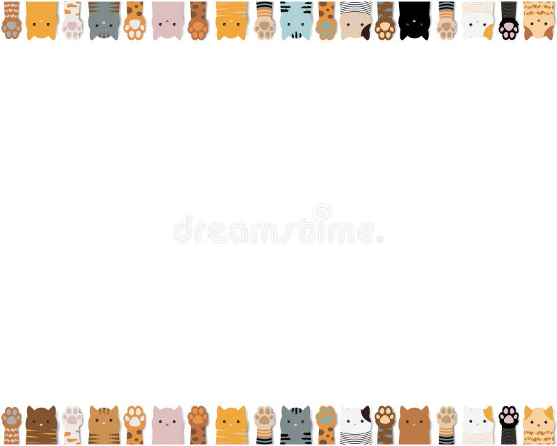 Color Cats Border with Isolated White Background Stock Vector ...