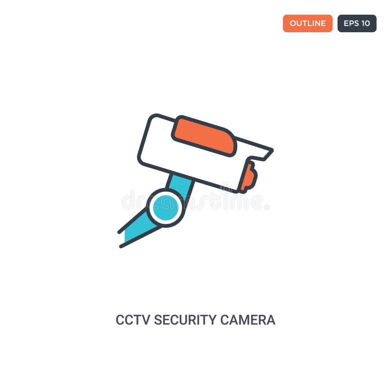 2 Color Cctv Security Camera Concept Line Vector Icon. Isolated Two ...