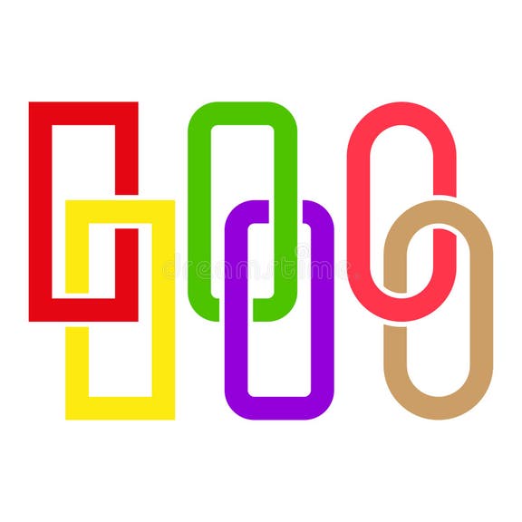 Color Chain Icons. Linked Square Shapes. Abstract Connection Form ...