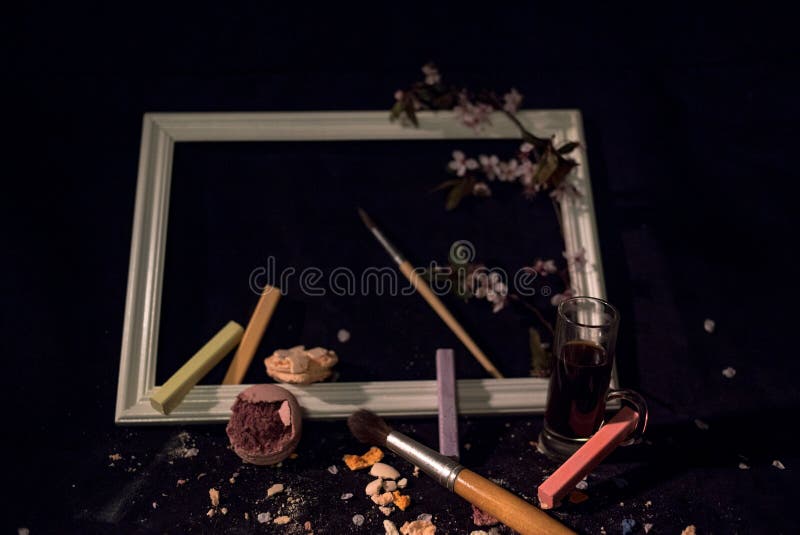 Color Chalk Pencils Art and Food. Stock Photo - Image of drawings ...