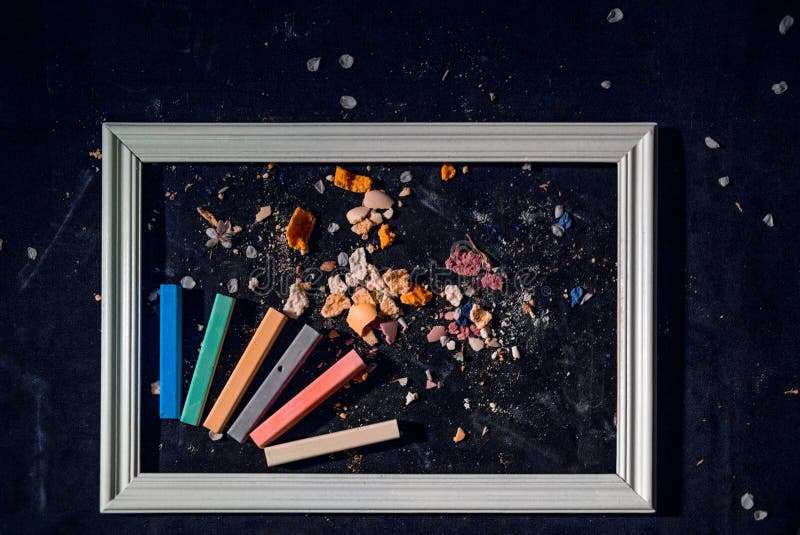 Color Chalk Pencils Art and Food. Stock Photo - Image of design ...