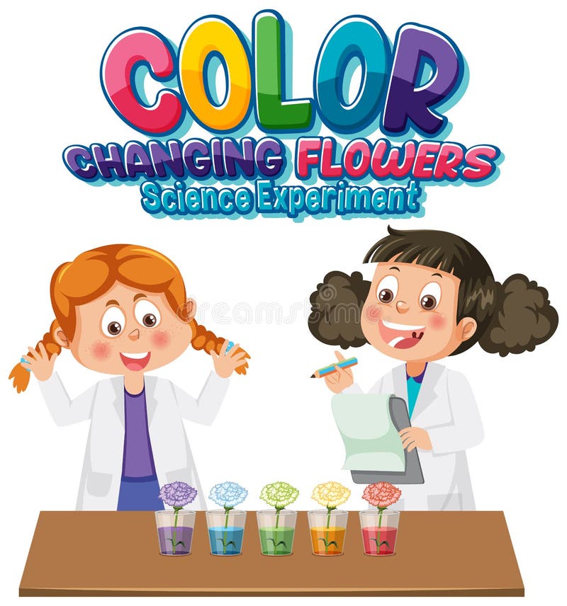 Color Changing Flowers Science Experiment Stock Vector - Illustration ...