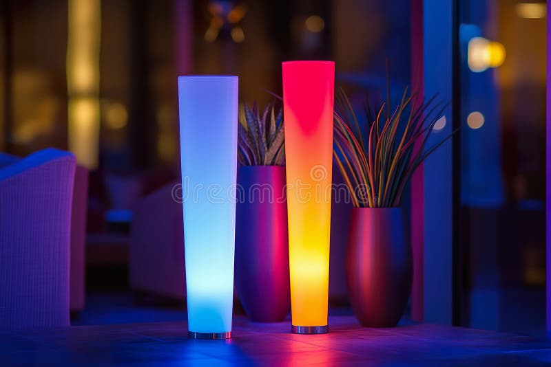 Color Changing LED Lights Create Vibrant Atmosphere in Modern Indoor ...