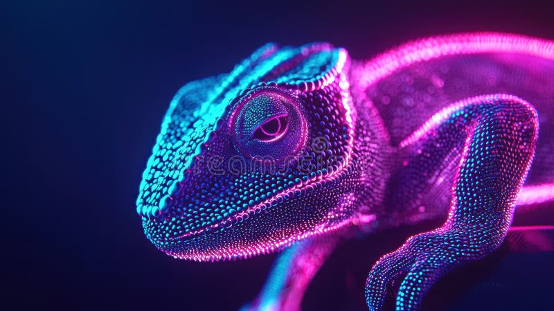 Neon Chameleon: a Digital Art Masterpiece Stock Illustration ...