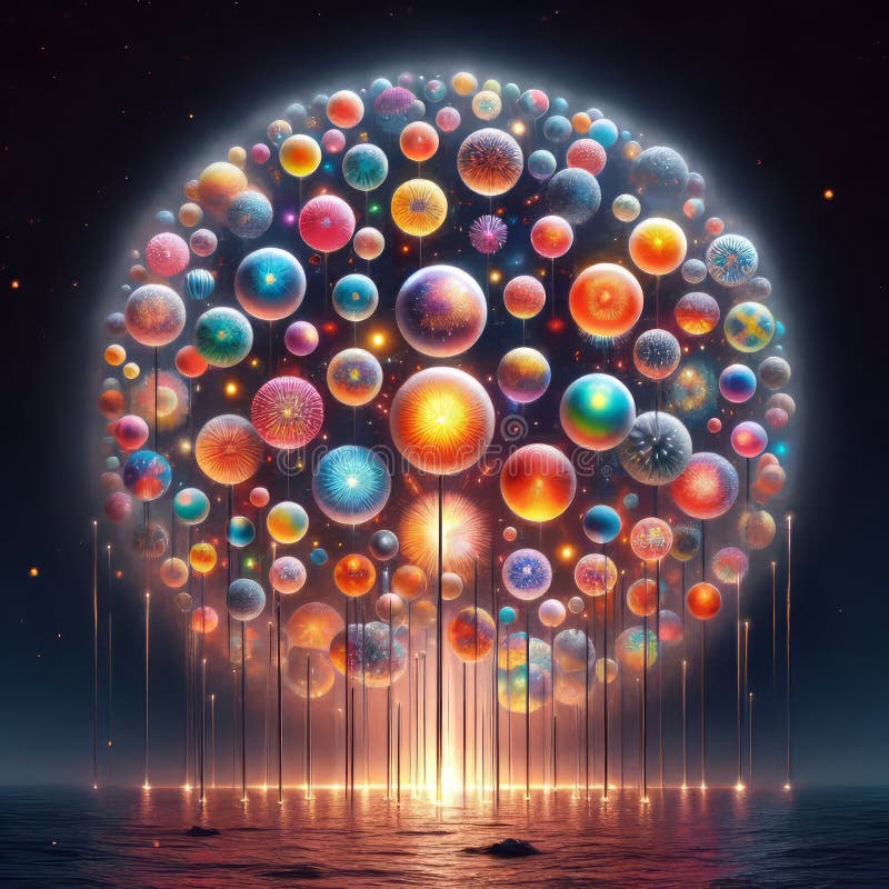 Color Changing Shells Large, Spherical Fireworks that Stock Image ...